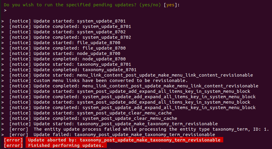 Taxonomy post update make taxonomy term revisionable fails Taxonomy post update make taxonomy term revisionable fails